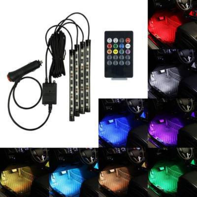 RGB Car Interior Foot Light With Wireless Remote Control / RGB ...