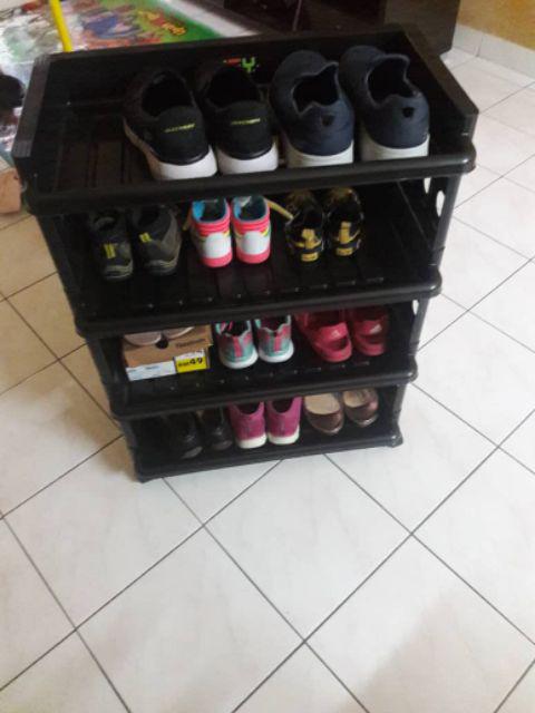 Rak Kasut Plastik 4/5 Tingkats Dgn Roda/ 4/5 Tiers Plastic Shoe Rack w ...
