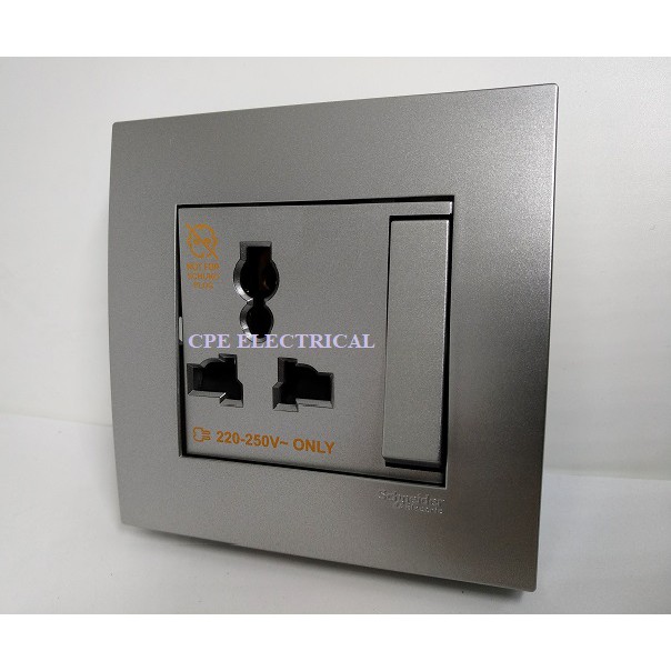 Schneider Vivace 13A 1 Gang 3-Pin Universal Switch Socket - SILVER ...