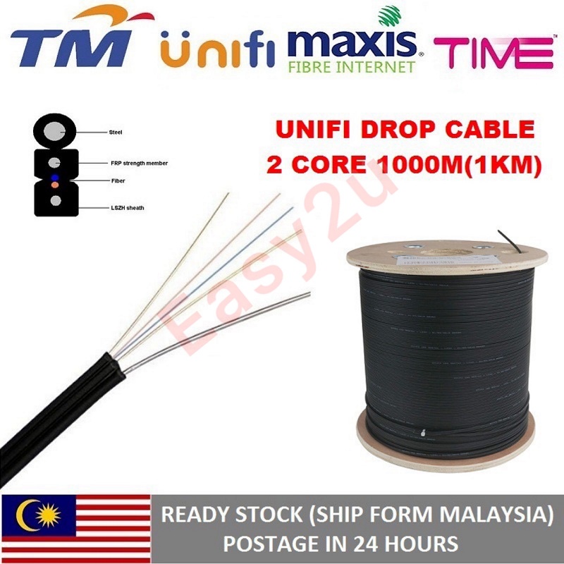 Unifi Drop Fiber 1/2core Outdoor 1000Meter Fiber Optic 2core Singlemode ...