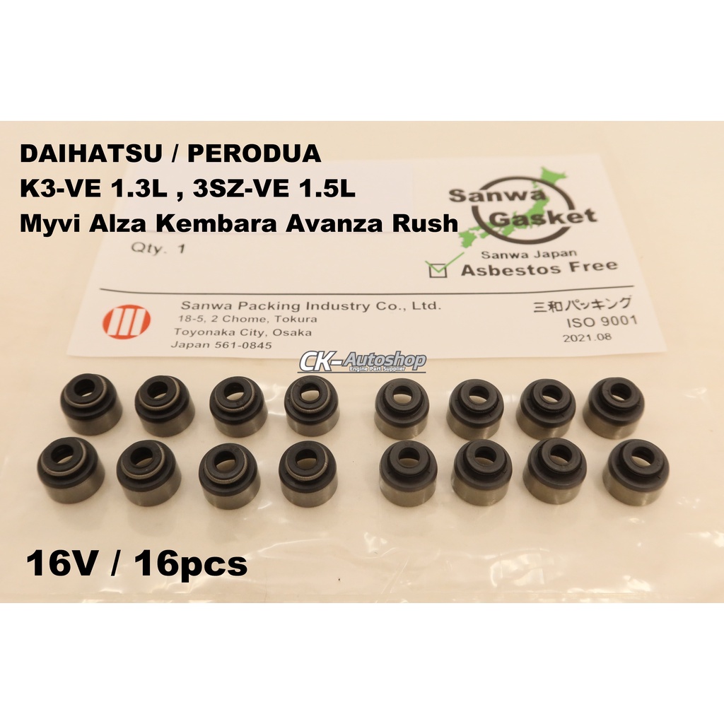 SANWA Japan Viton Valve Seal - K3VE 1.3L 3SZVE 1.5L Perodua Myvi Alza Kembara Toyota Avanza Rush ...