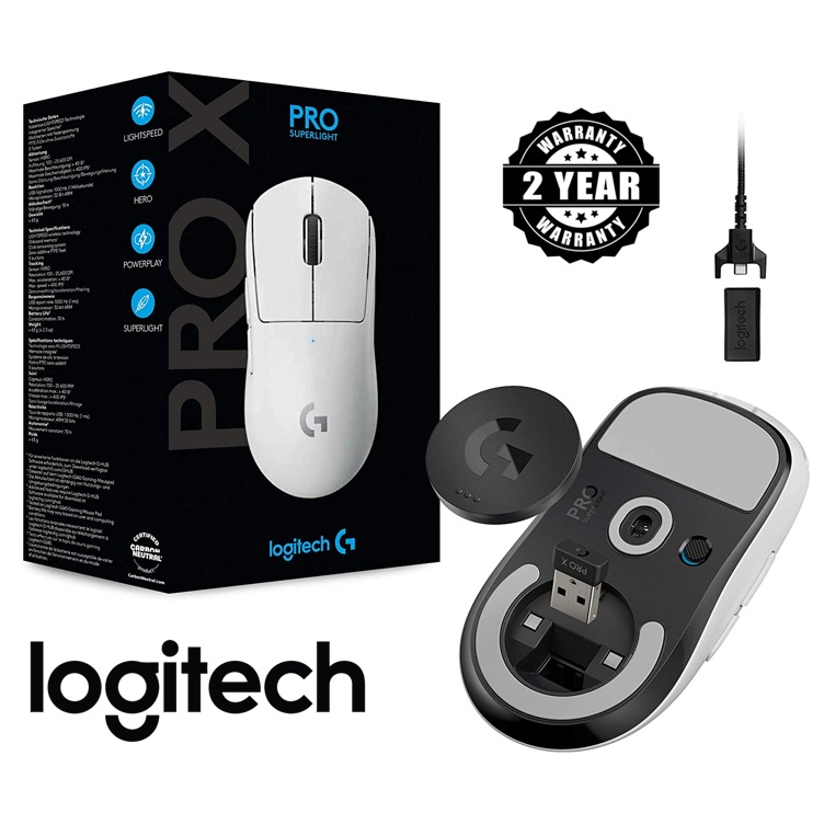 Logitech G PRO X SUPERLIGHT Wireless Gaming Mouse White Super Light ...