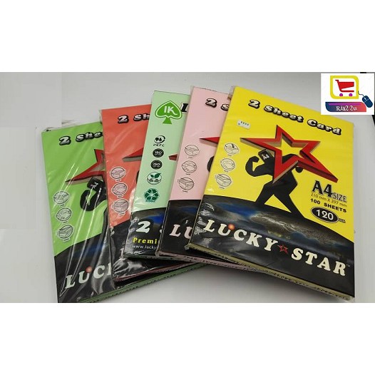 LUCKY STAR A4 PAPER PREMIUM 2 SHEET CARD / COLOUR PAPER 120gsm-100's ...