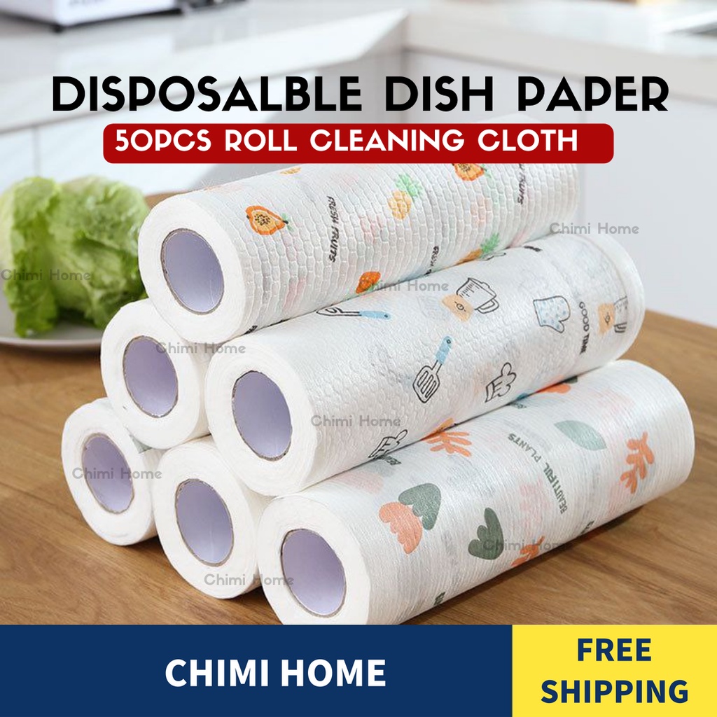Chimi Home 50Pcs Roll Cleaning Cloths Lazy Rags Dry Washable Tissue ...