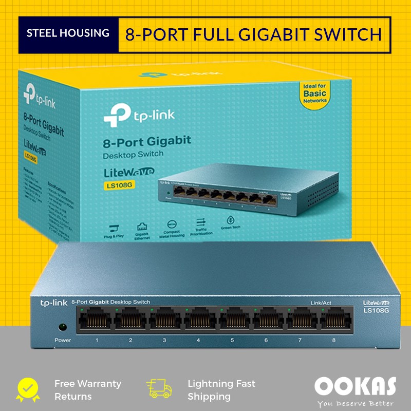 TP-Link LiteWave LS108G/LS105G 8/5-Port Gigabit 10/100/1000Mbps Desktop ...