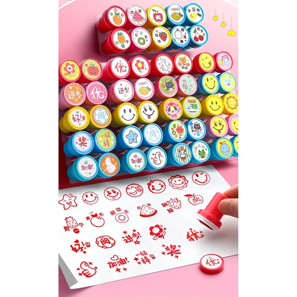 【READY STOCK】10pcs Kids Reward Stamp Assorted Cartoon Stamping Chop ...