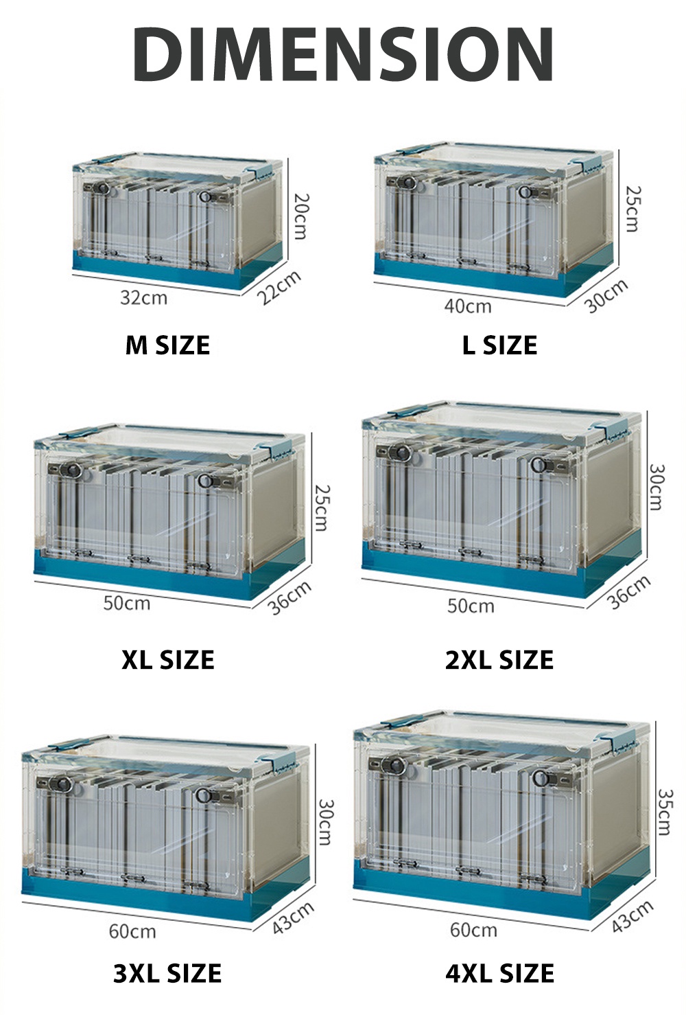 MB SO024 Collapsible Transparent Plastic Storage Box Front Open Door ...