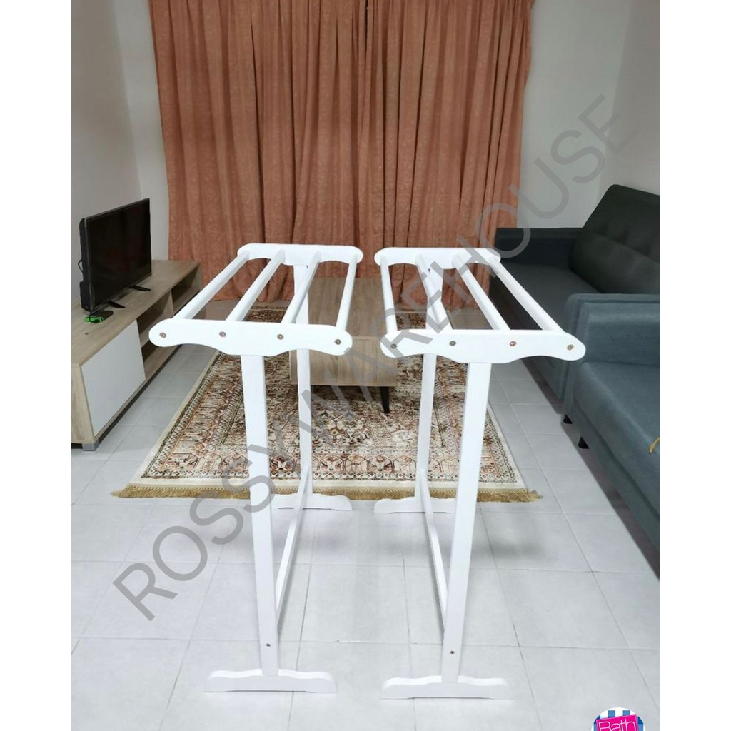 Wooden Towel Rack Simple Solid Wood Hanger Rack Stand Rak Penyidai Rak ...