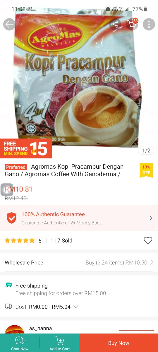 Agromas Kopi Pracampur Dengan Gano / Agromas Coffee With Ganoderma ...