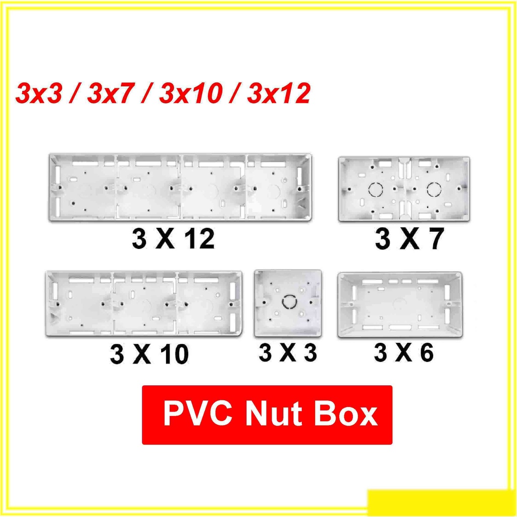 PVC NUT BOX SURFACE TYPE 3X3 / 3X6 / 3X7 / 3X10 / 3 X12 SWITCH BASE ...