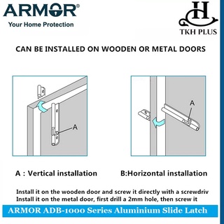 ARMOR ADB-1000 Series Aluminium Slide Latch Lock Barrel Bolt Latch ...