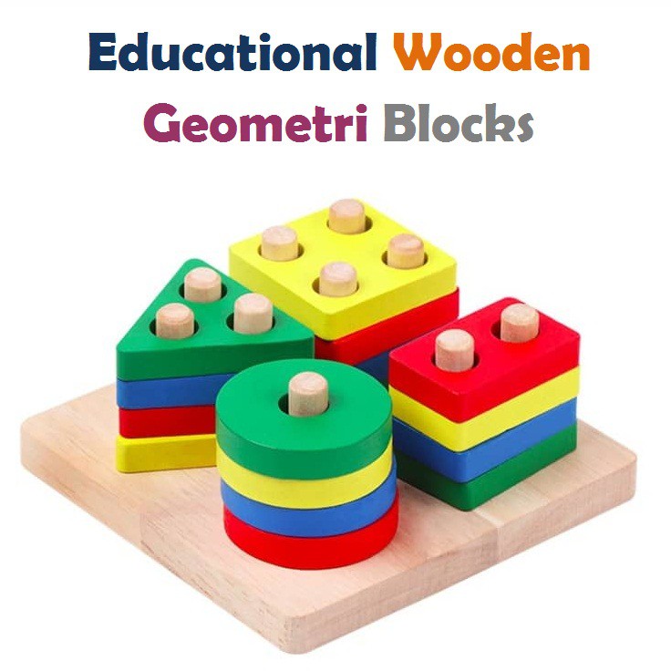 Early Learning Montessori Building Blocks Wooden Educational Toys Kids ...