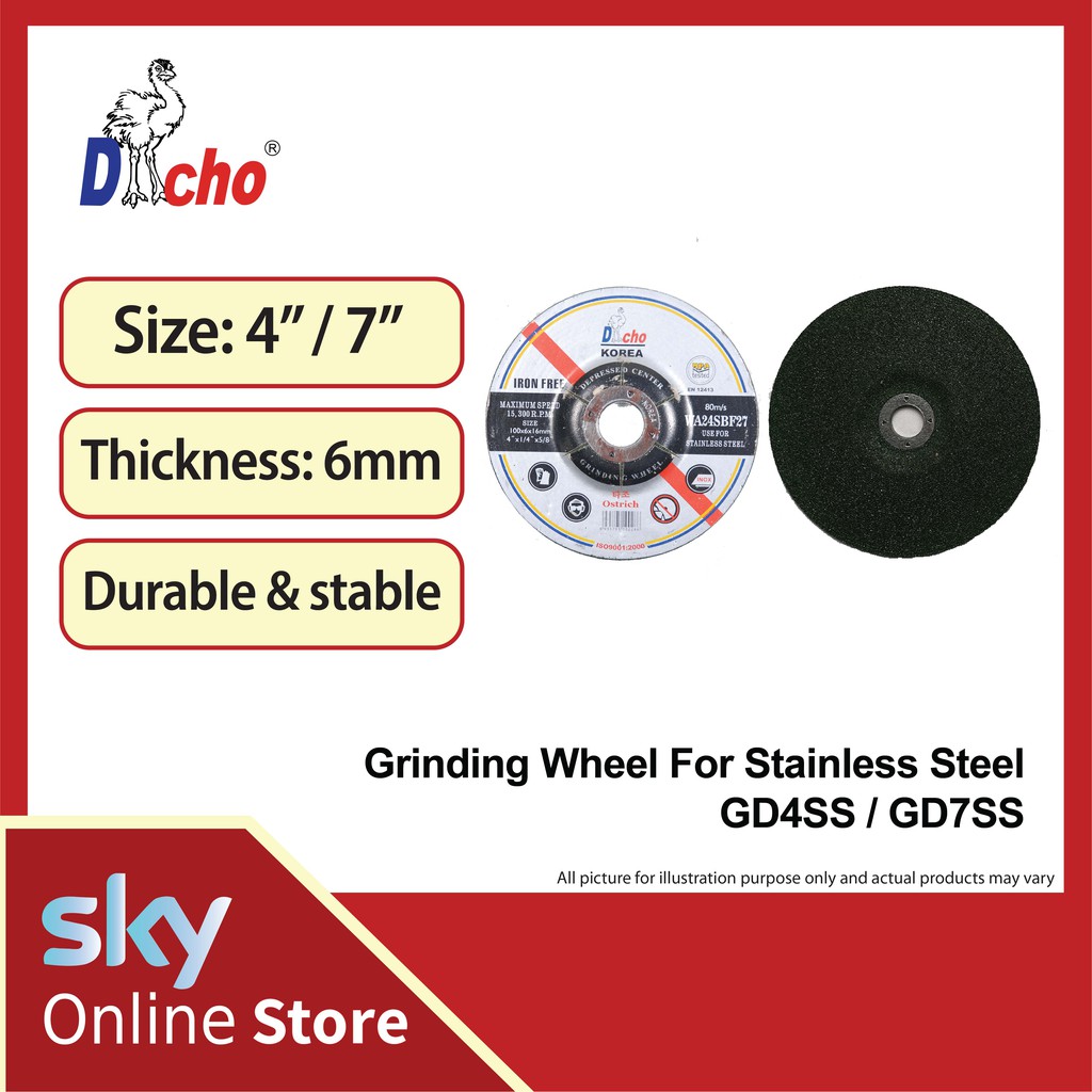 DACHO GRINDING WHEEL FOR STAINLESS STEEL (4'' & 7'') PER PIECE | Shopee ...