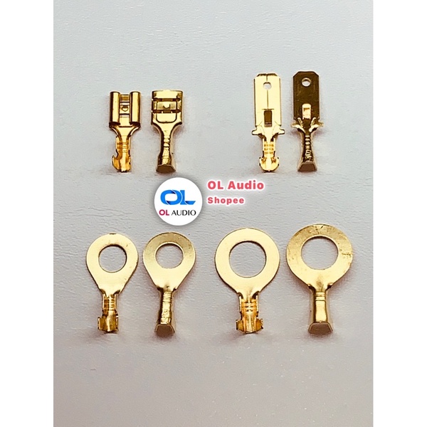 Gold Brass Terminal Wire Clip x 10pcs Wiring Car Speaker Female Male ...