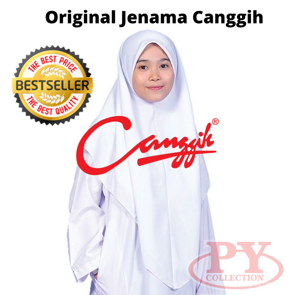 Kt2002 - original baju sekolah jenama canggih - tudung dua lapis putih ...