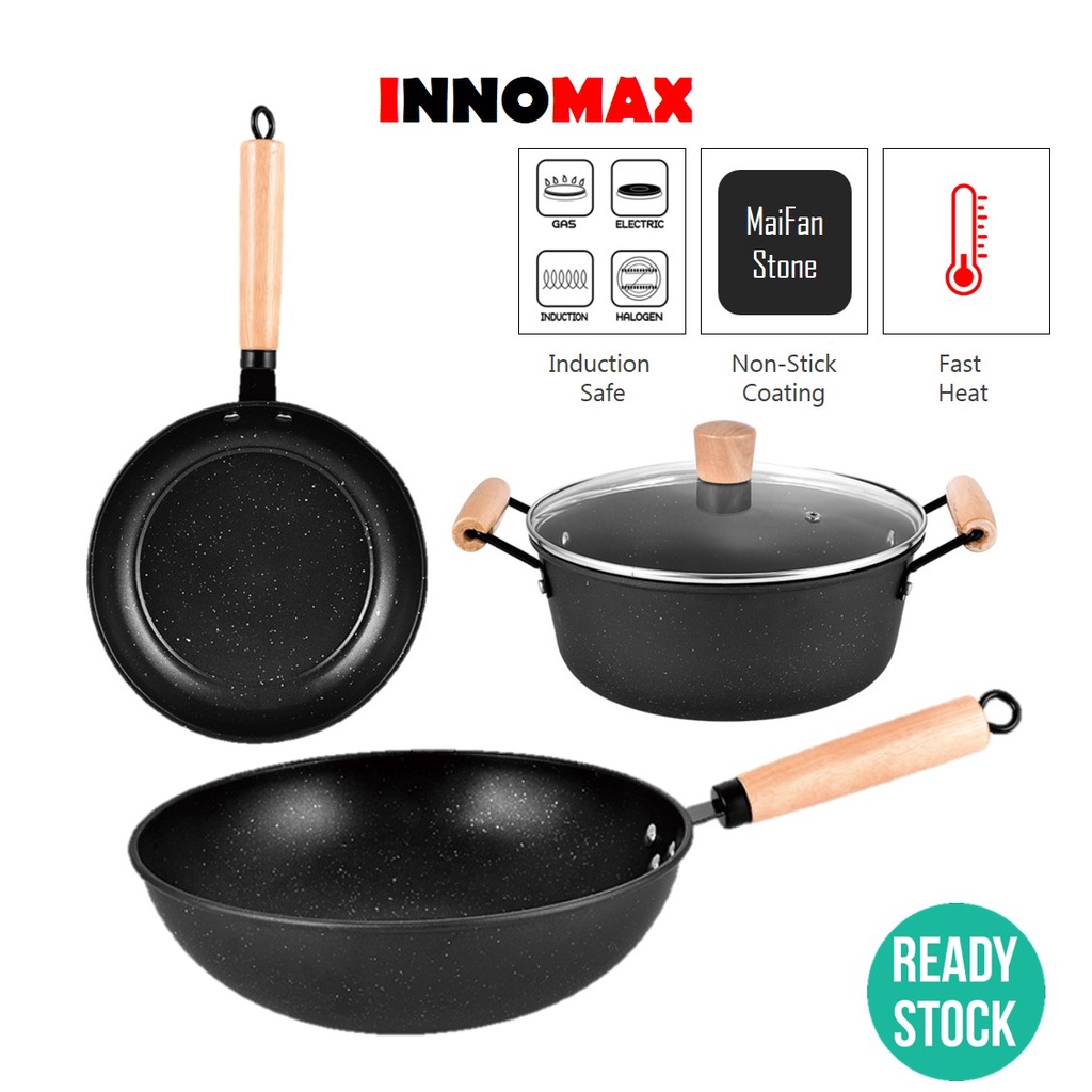 Innomax Non Stick Cookware Set Pan And Pot Kuali Deep Fry Pan Fry Pan