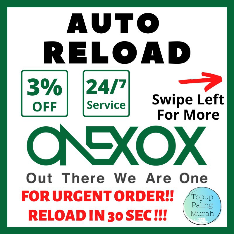 Automatic ONEXOX RELOAD PREPAID and POSTPAID AUTO TOPUP RM3 RM5 RM10 ...