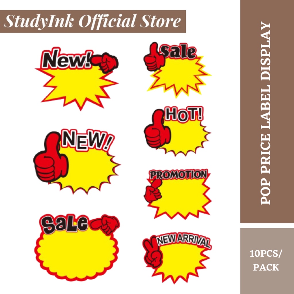 POP PRICE TAG LABEL HARGA ADVERTISEMENT PAPER DISPLAY LABELS [10 PCS ...