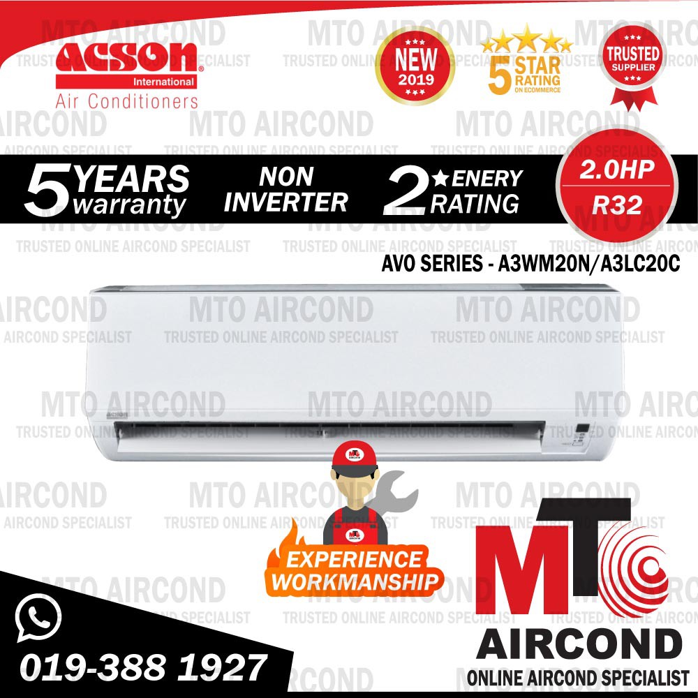 Acson r32 2hp non inverter aircond air conditioner avo series - a3wm20n ...