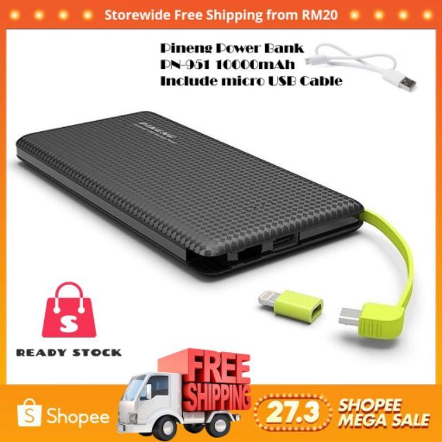 [100% Original] Powerbank Pineng PN951 10000mAh | Shopee Malaysia