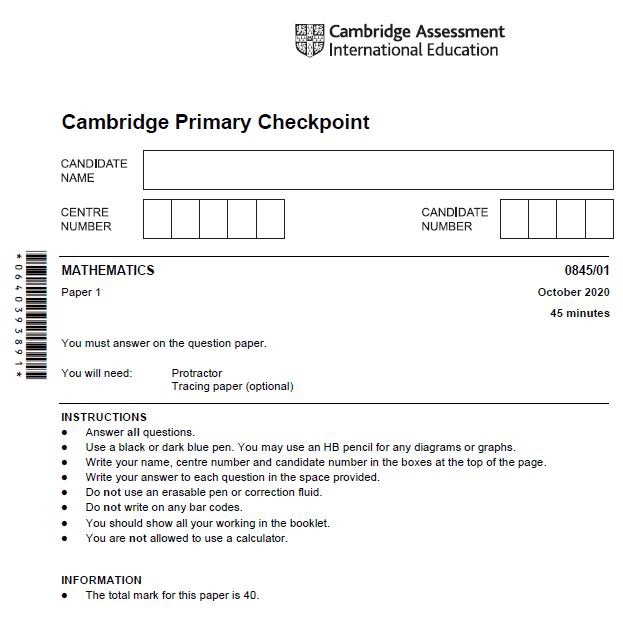  Download PDF Cambridge Year 6 Checkpoint Past Paper 20 Pdf