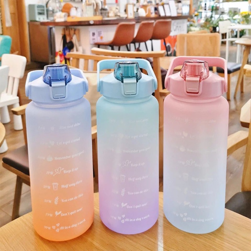 2000ML Botol Air Viral FREE 2D3D Stickers FREE Brush Cute Water Bottle ...