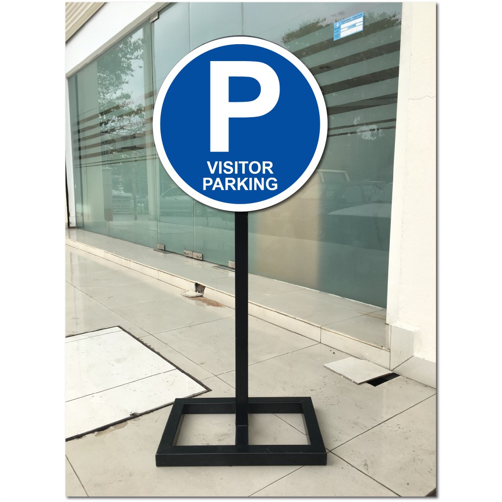 VISITOR PARKING SIGN BOARD WITH METAL STAND SIZE: 460MM(L)X320MM(W ...