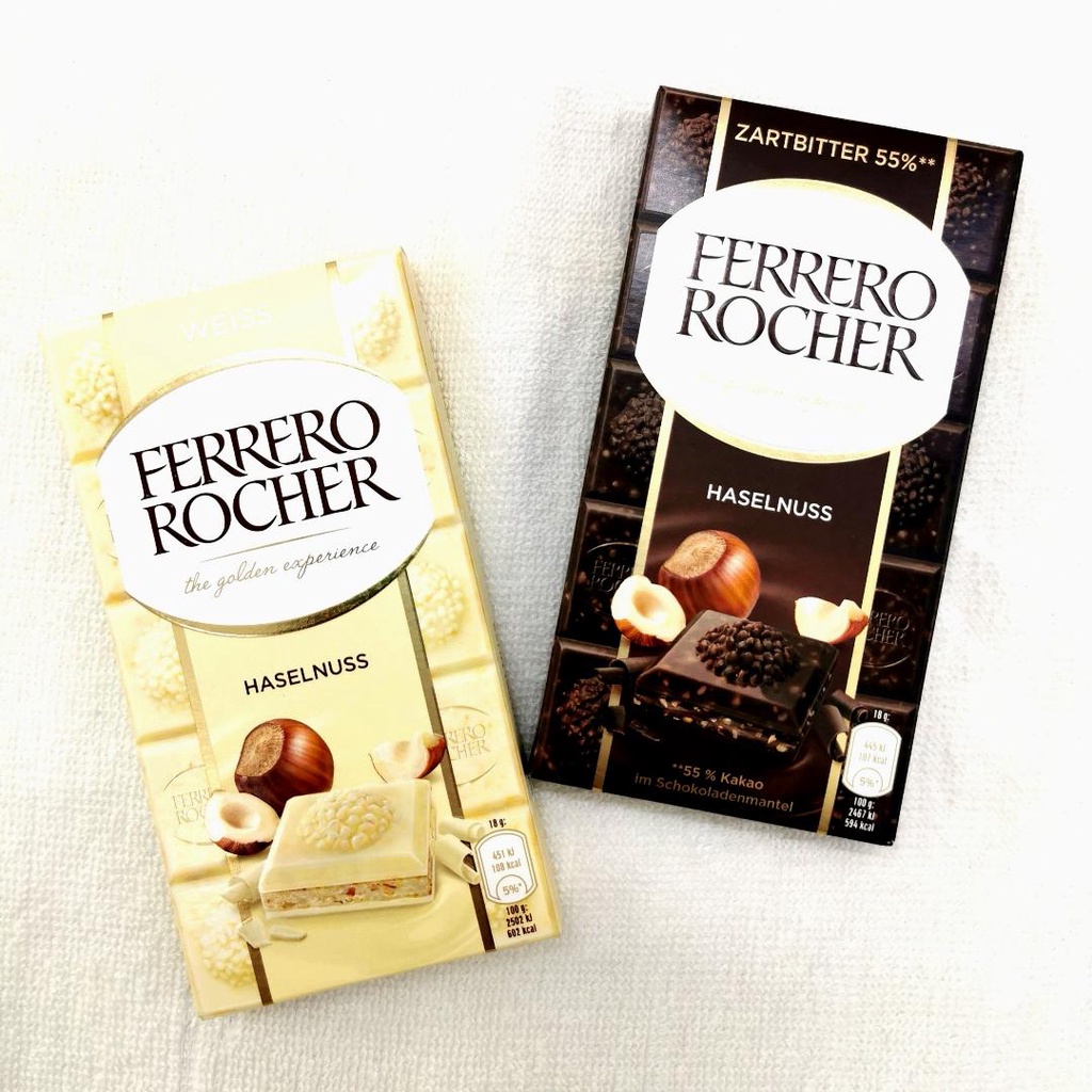 FERRERO ROCHER White / Dark Chocolate Bar with Hazelnut 90g | Shopee ...