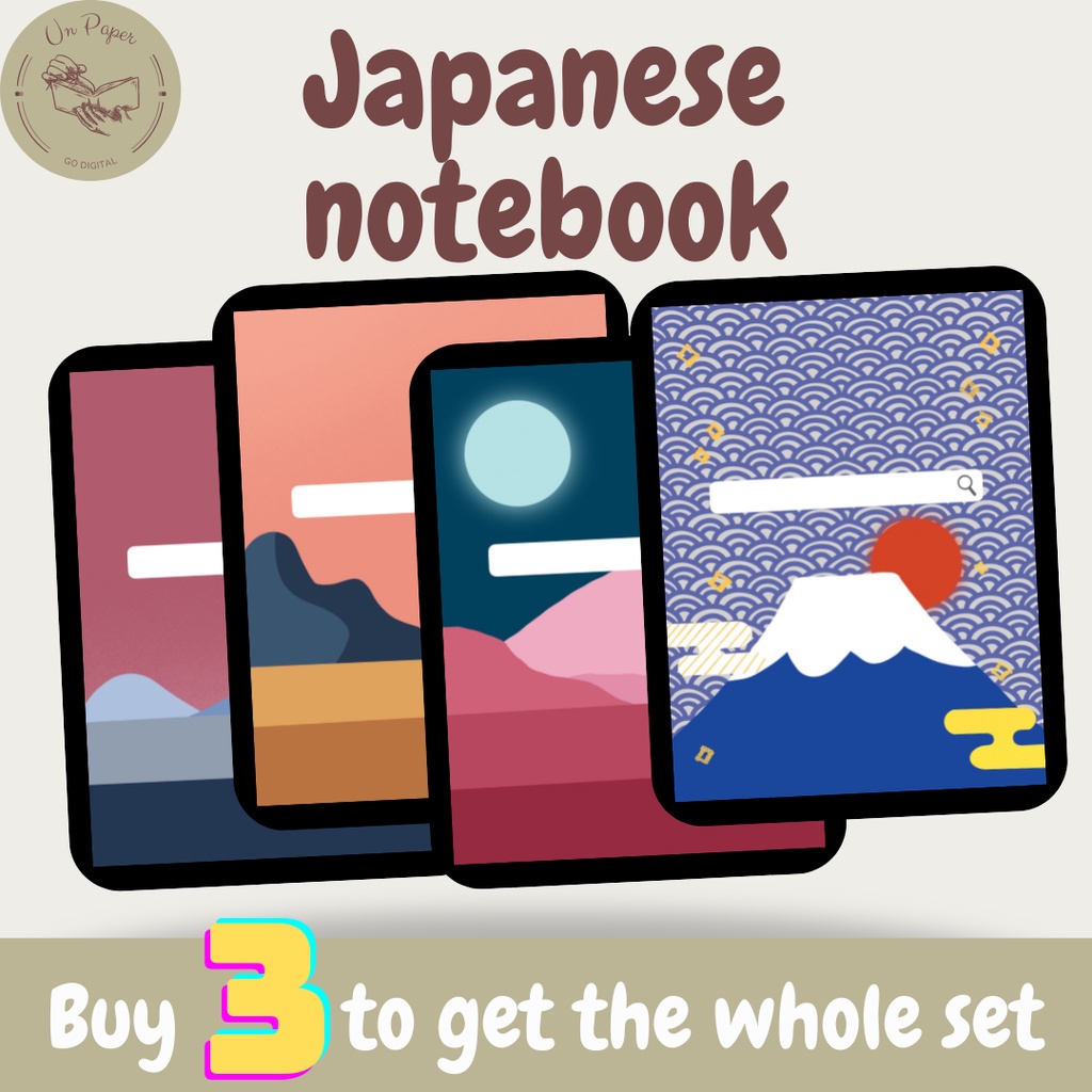 Japanese style cute Digital note template ipad goodnotes notability ...