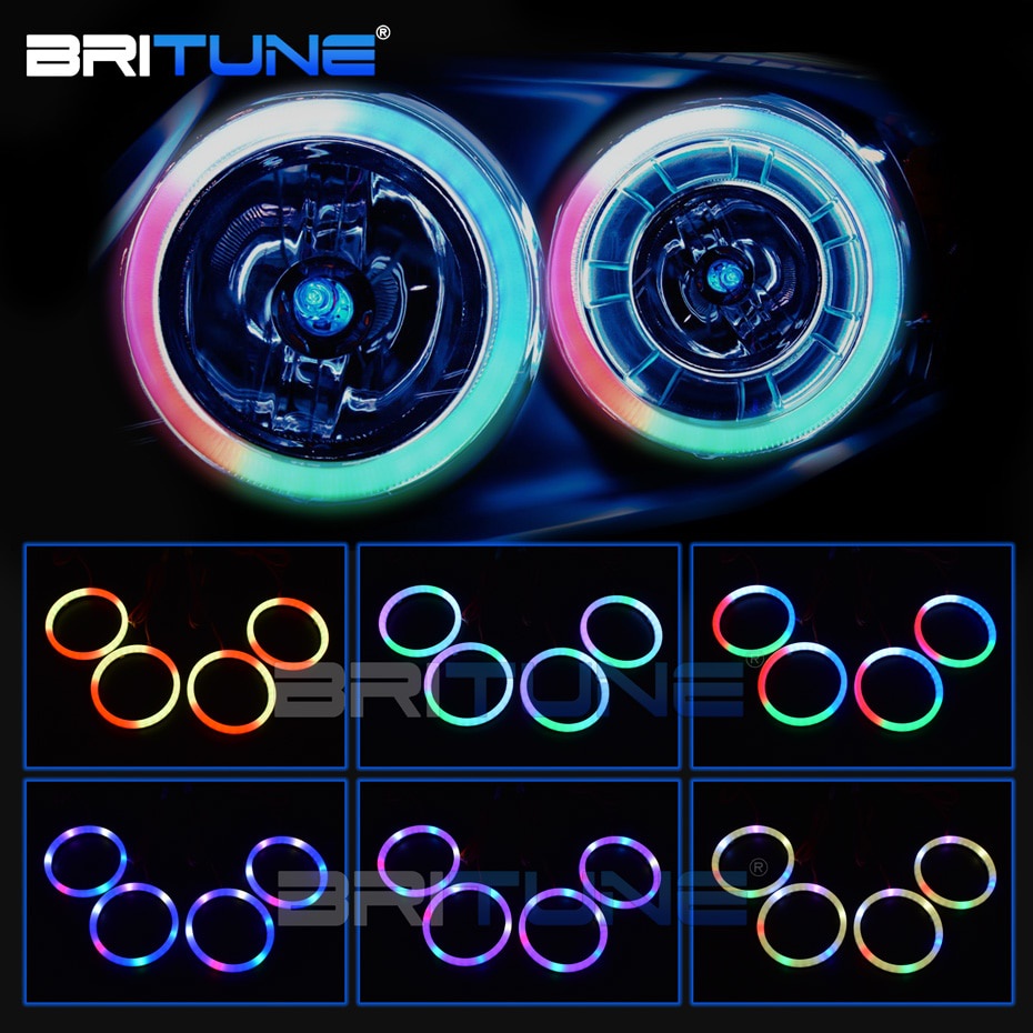 LED Angel Eyes RGB Dynamic Sequential Light Bluetooth-compatible Halo ...