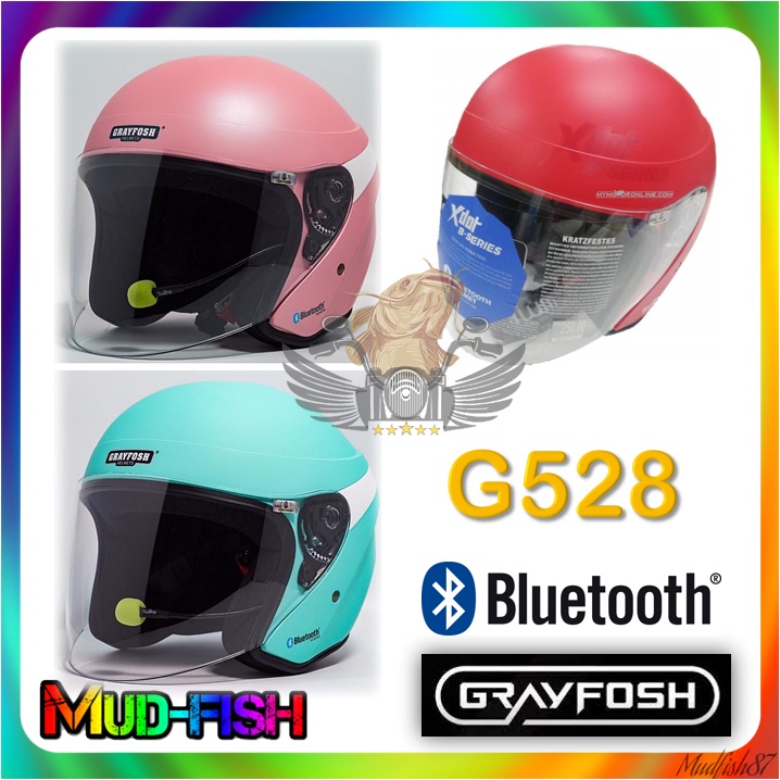 TOPI KELEDAR GRAYFOSH XDOT HELMET + FREE BLUETOOTH HANDFREE (G528) | Shopee Malaysia