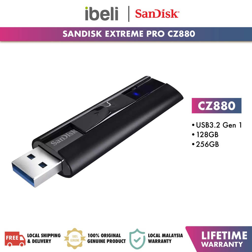 SanDisk Extreme Pro CZ880 128GB/ 256GB USB 3.2 Gen 1 Solid State Flash ...