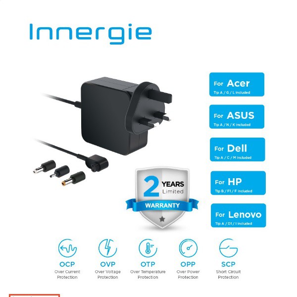 Innergie 65U Laptop Power Adapter 65W with Built in Cable For ACER ...