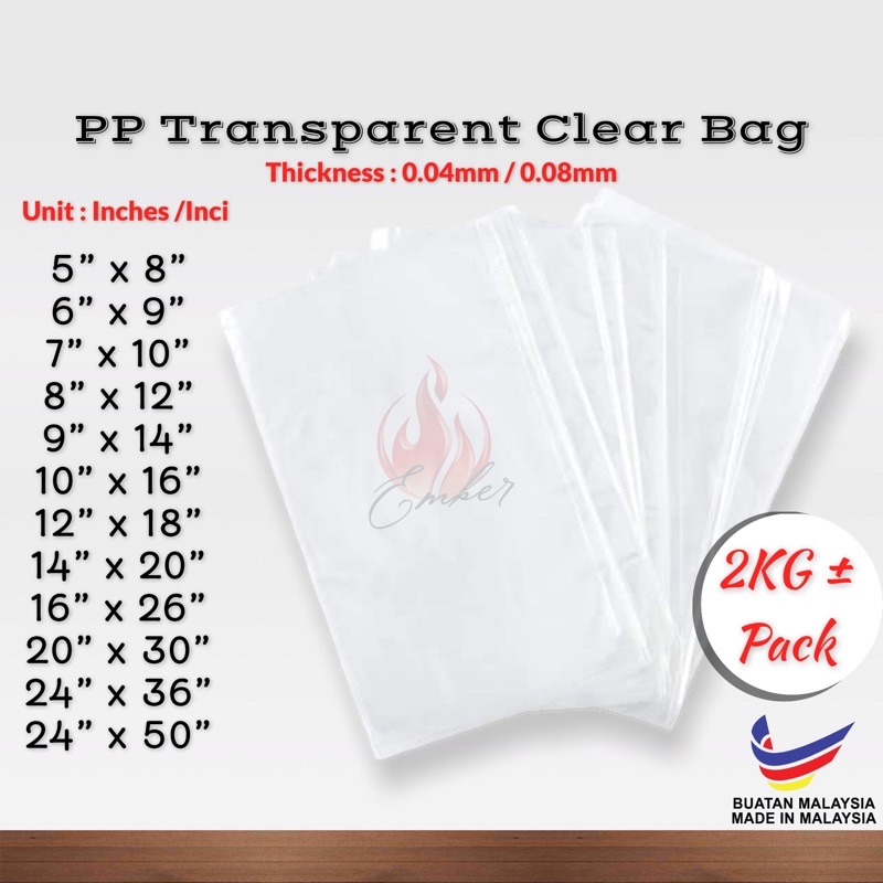 PP Plastic Plastik Transparent Clear Lutsinar Bag Beg【2KG±/Pack】(0.04mm ...