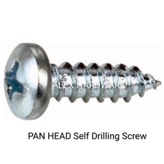 (#10/#12) (50pcs/pkt) Pan Head Tapping Screw Skru; skru dinding kepala ...