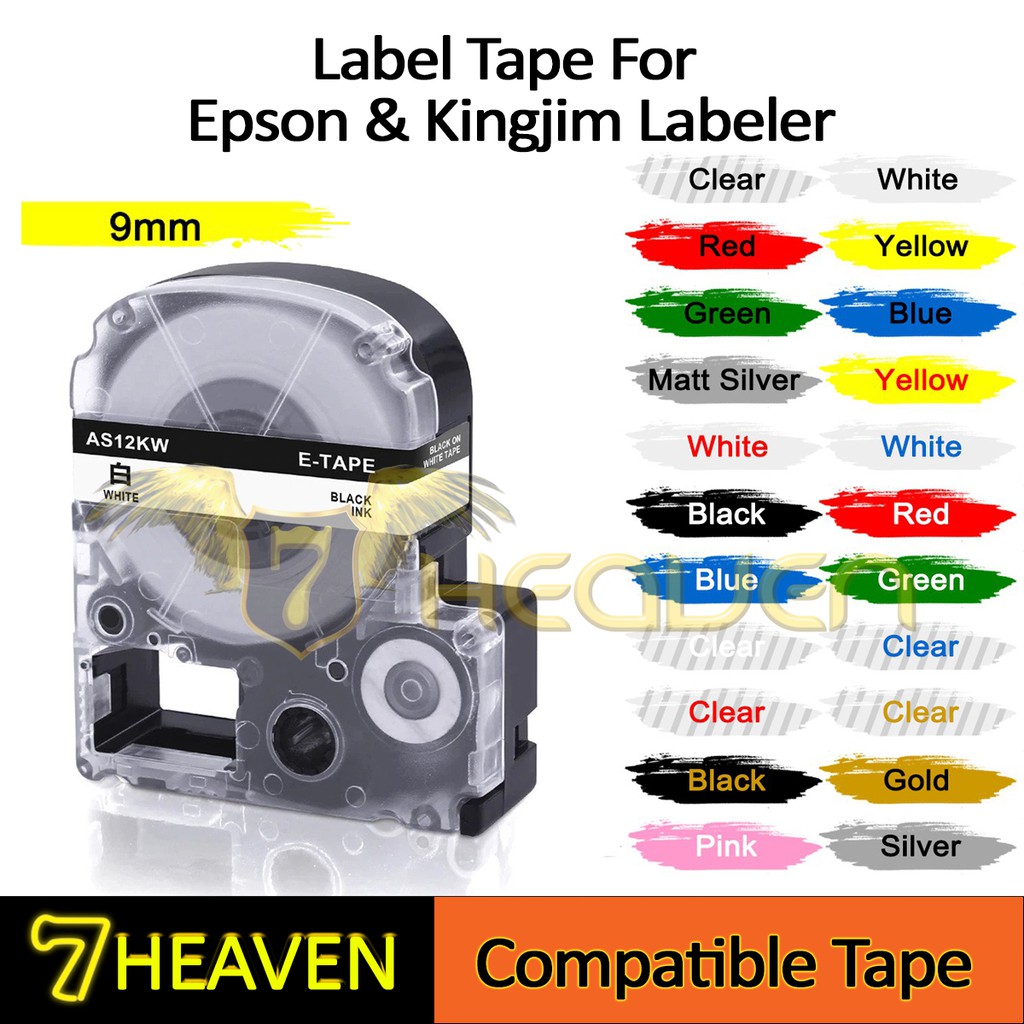 9mm Compatible Tape For Epson Portable Label Printer Labelworks LW-300 ...
