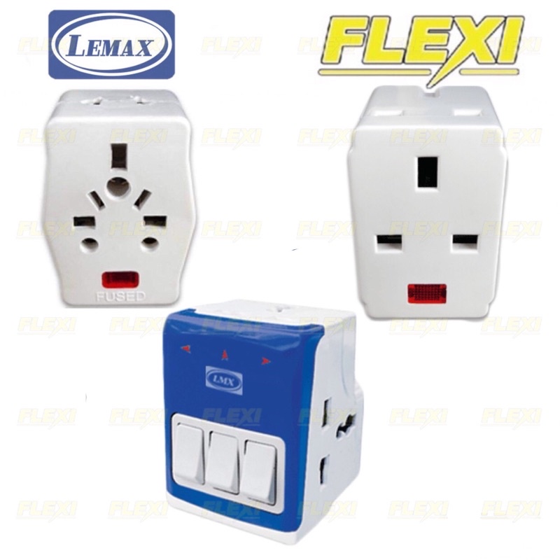 Lemax 3 Way Adapter 13A Multi Universal Three Way 3 Pin UK Plug with ...
