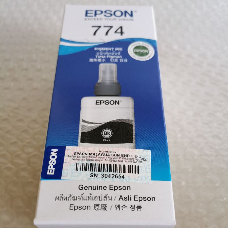 [ORIGINAL] Epson 774 T774 T7741 Black Ink M100 M105 M200 M205 L605 L655 ...