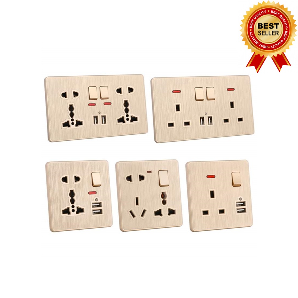 ( WOODEN ) deluxe color switch socket plug 13a amps power socket 3pin ...