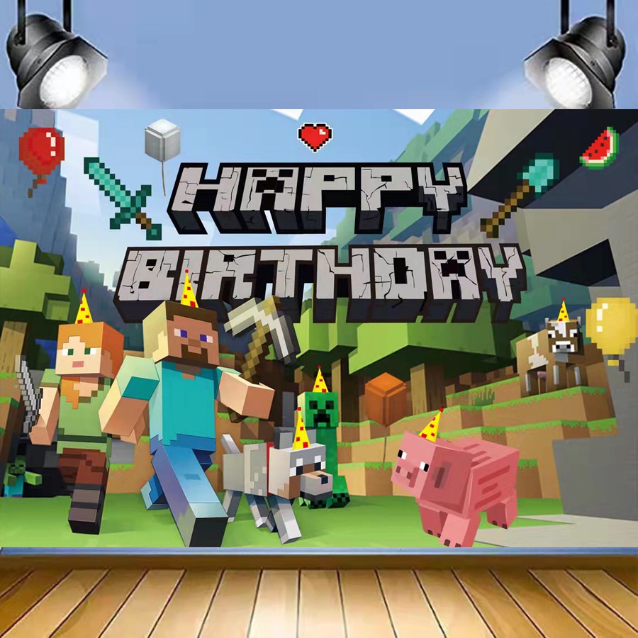 Ready Stock Minecraft Birthday Banner / Birthday Backdrop / Hari Jadi ...
