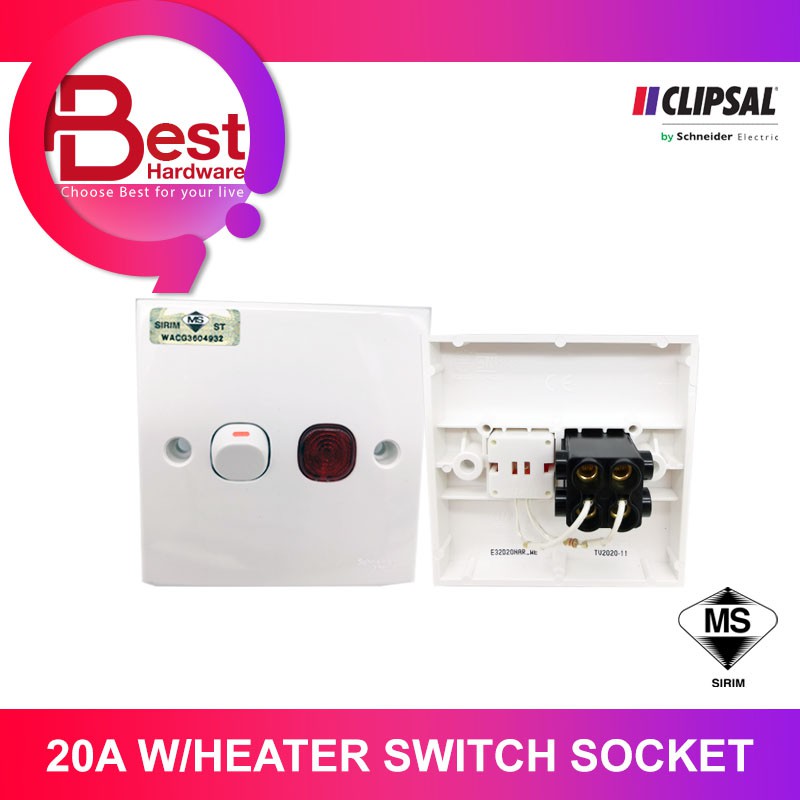 BEST HARDWARE - CLIPSAL 20A DOUBLE POLE / WATER HEATER SWITCH WITH NEON ...