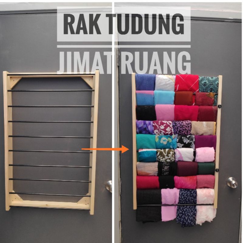 Rak Tudung / Shawl Gantung Jimat Ruang - Space Saving Shawl Hanging ...
