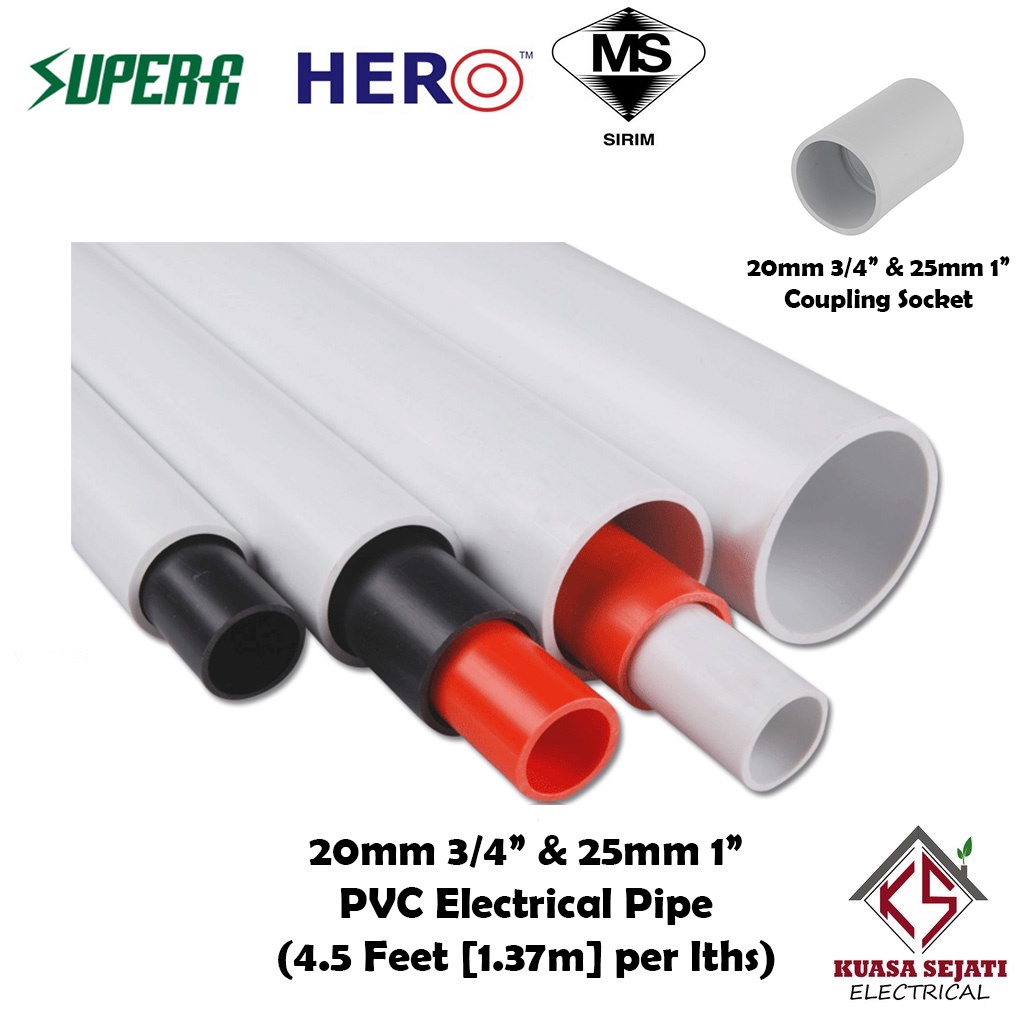 4.5 Feet (1.37m) 20mm 3/4" & 25mm 1" inch PVC Electrical Conduit Pipe ...