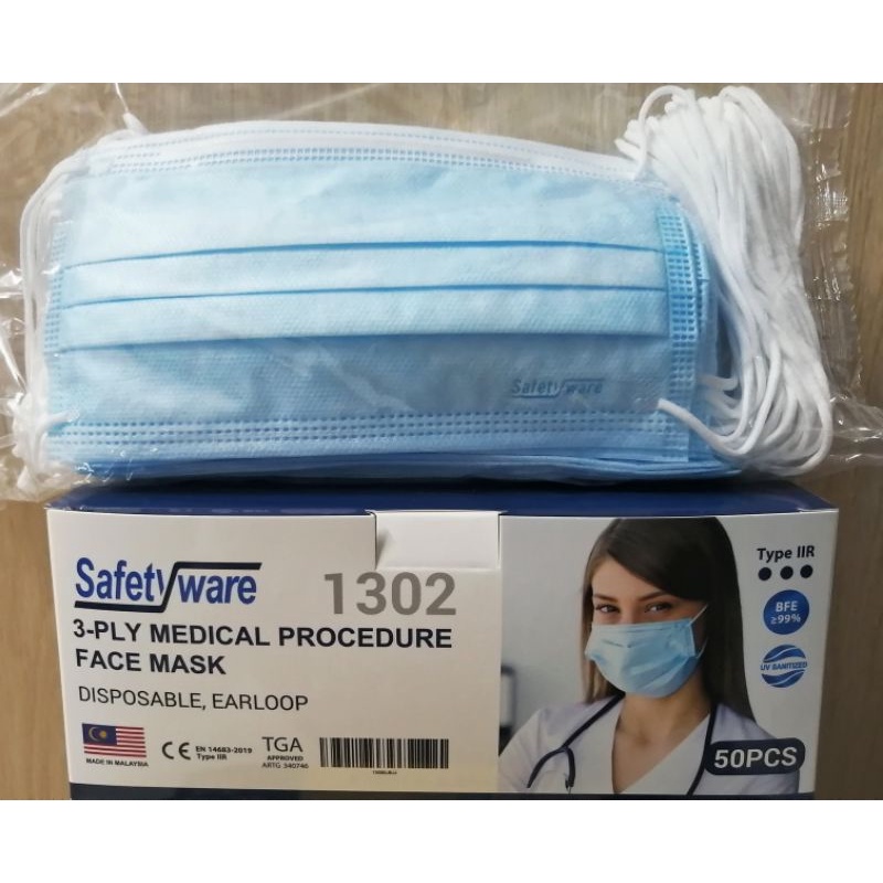 Safetyware 3 Ply Medical Procedure Face Mask 50 Pcs | Shopee Malaysia