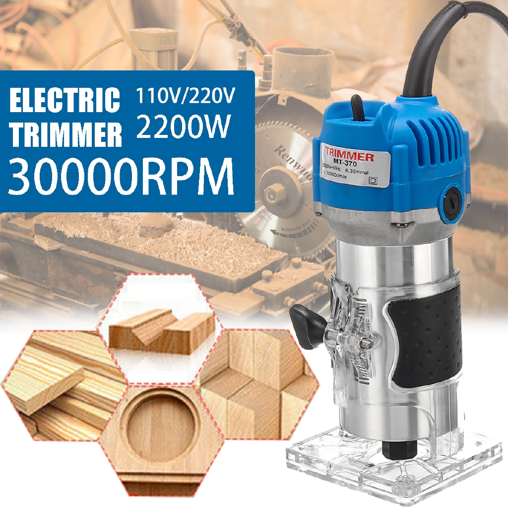 220V 30000RMP Wood Laminate Palms Router Bits Set 1/4" Electric Hand ...
