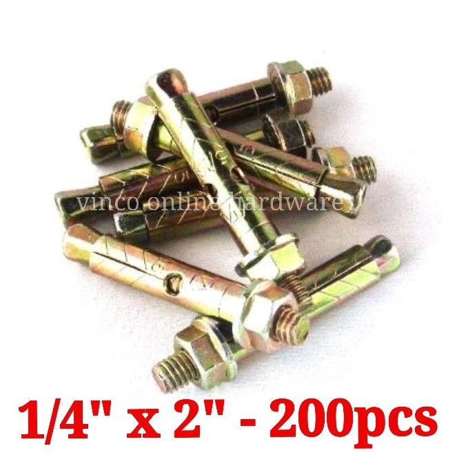 (200PCS/BOX) 1/4" x 2" SLEEVE ANCHOR WALL PLUG Screw Wallplug / Sleeve ...