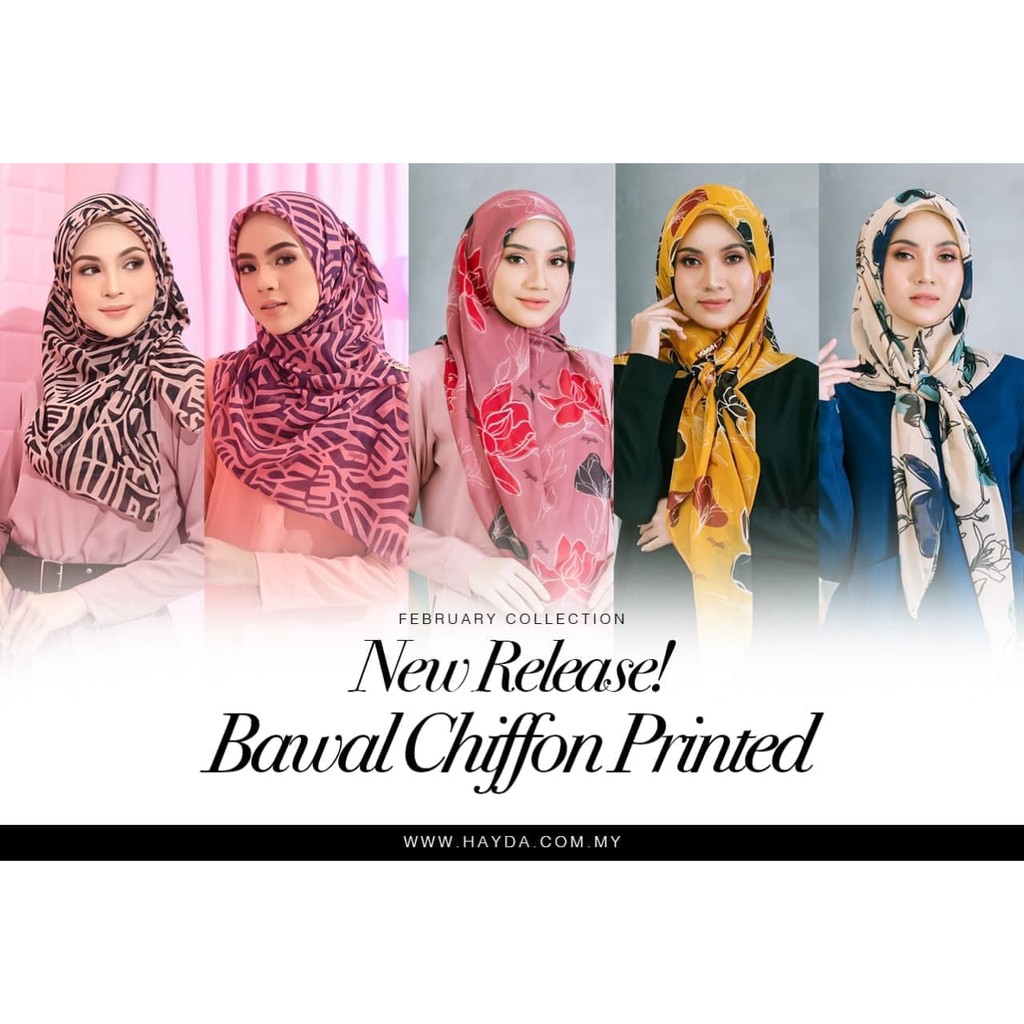 HAYDA SCARF : BAWAL CHIFFON PRINTED / BAWAL ANTI KEDUT / BAWAL SENANG ...