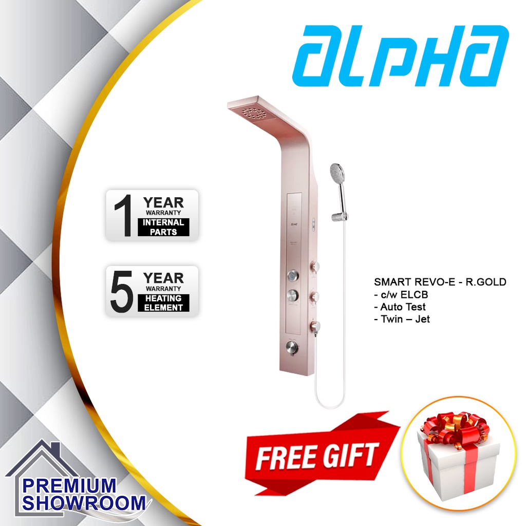 (AUTHORISED DEALER) ALPHA Smart Revo-E Water Heater Standard Shower Set ( MOCHA / SATIN / ROSE ...