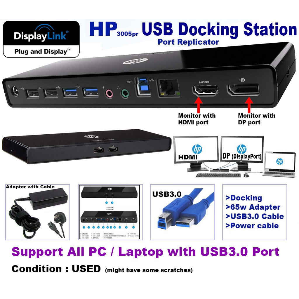 Hp Displaylink 3005pr Used Hstnn Ix06 Usb3 0 Dock Universal Docking