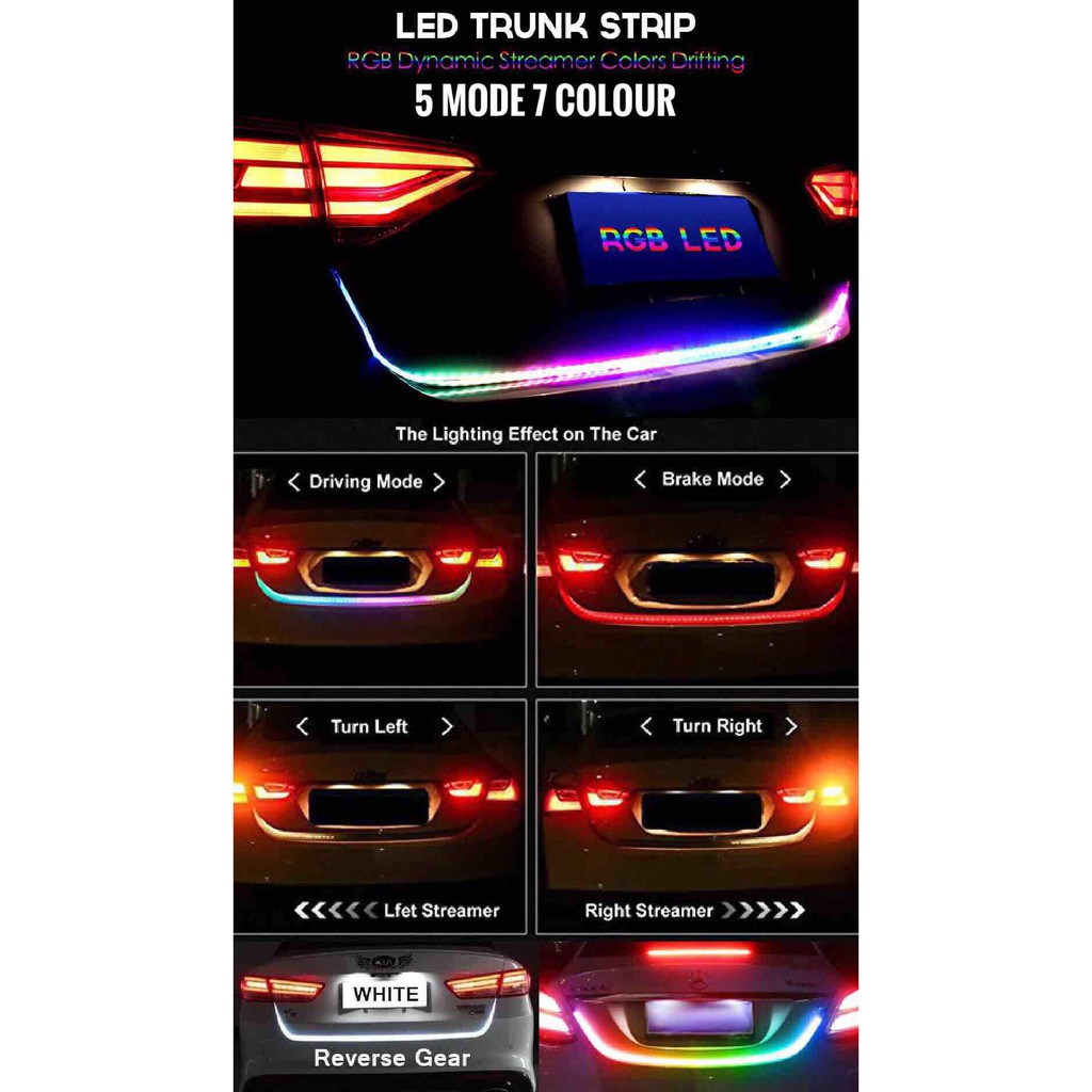 Car Trunk Light Boot Light RGB Led DRL Running Light Brake Light Axia ...